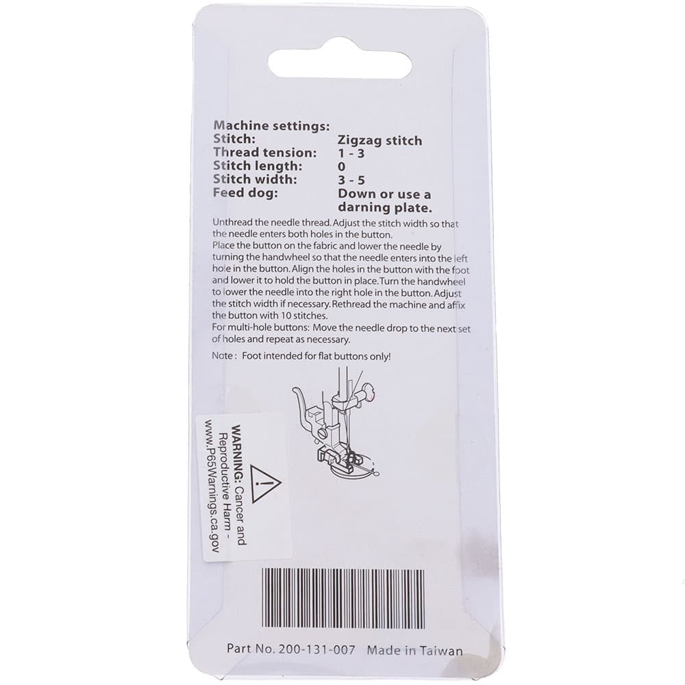 Janome Button Sewing Foot (Front Loading) - 200131007